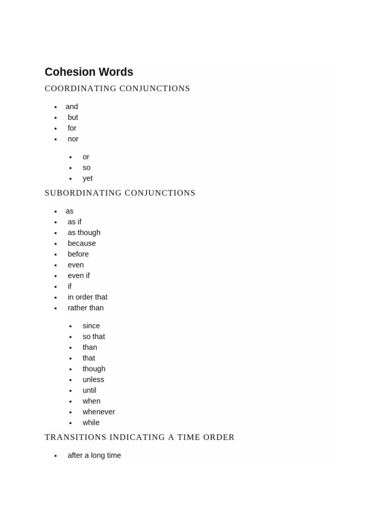 Essential Cohesion Words Guide | PDF