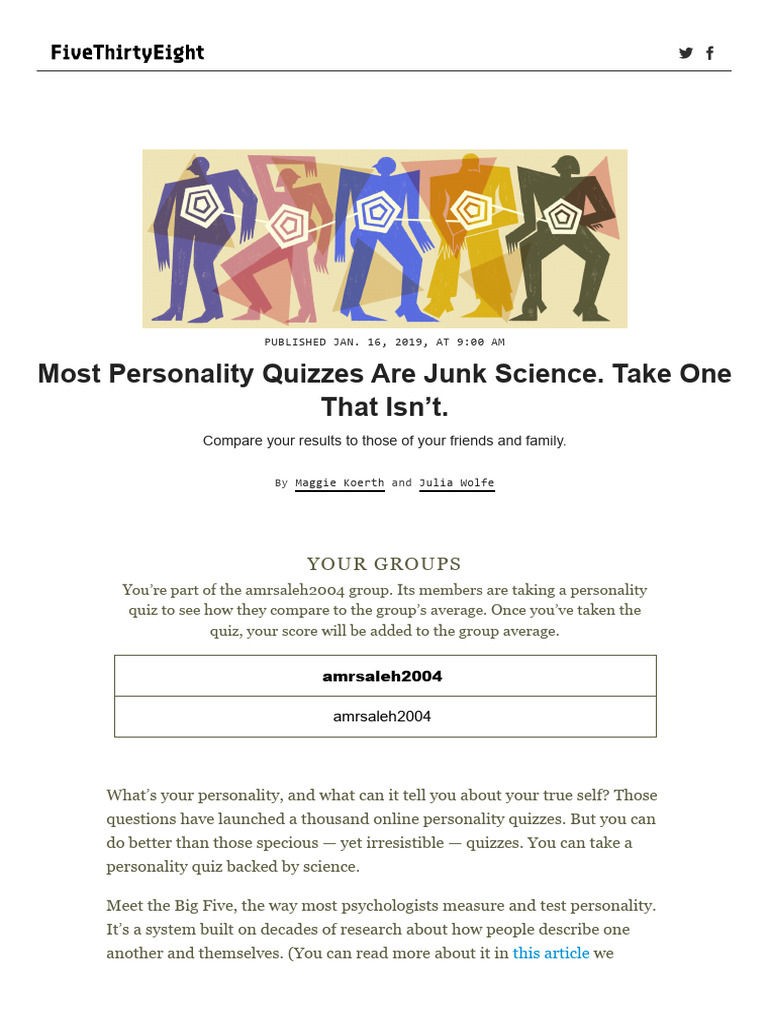 Finally, A Personality Quiz Backed by Science - FiveThirtyEight | PDF ...