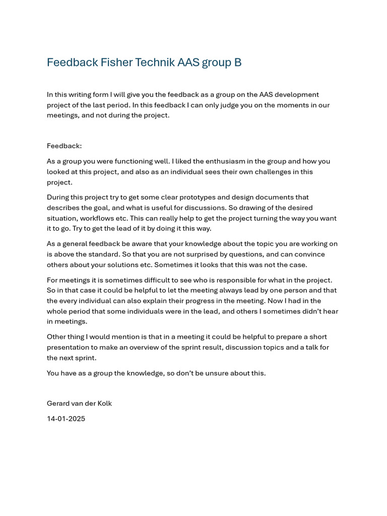 Feedback Fisher Technik AAS Group B | PDF