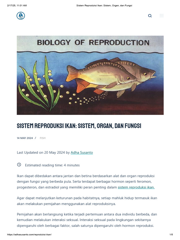 Sistem Reproduksi Ikan: Struktur dan Fungsi | PDF