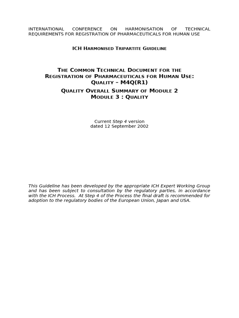 M4Q(R1)Step4 | PDF | Pharmaceutical Formulation | Chemistry