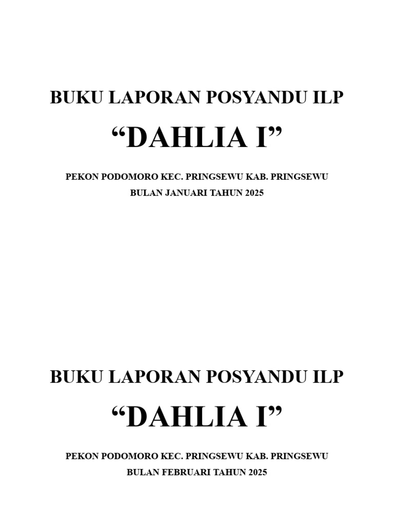 BUKU LAPORAN POSYANDU ILP | PDF