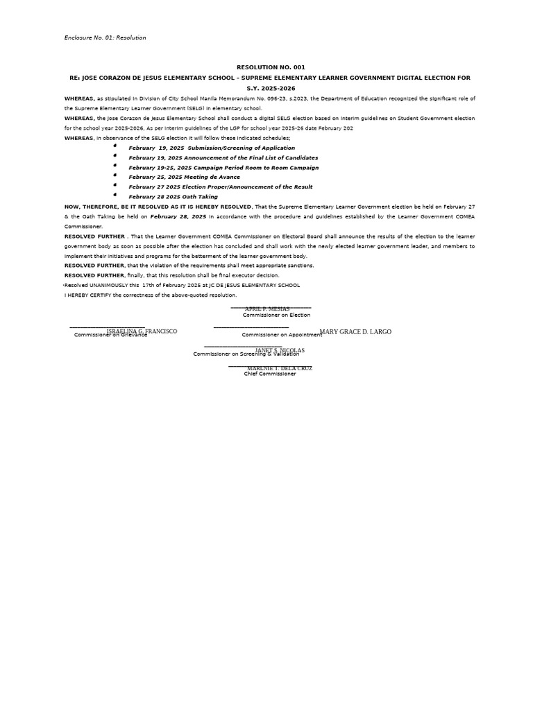 Sample of SELG Enc.3_Resolution_001_ | PDF | Government