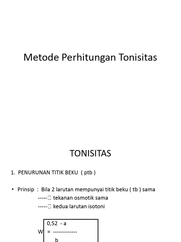 Metode Hitung Tonisitas Larutan Isotonis | PDF