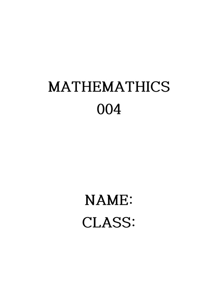 Math 004 | PDF
