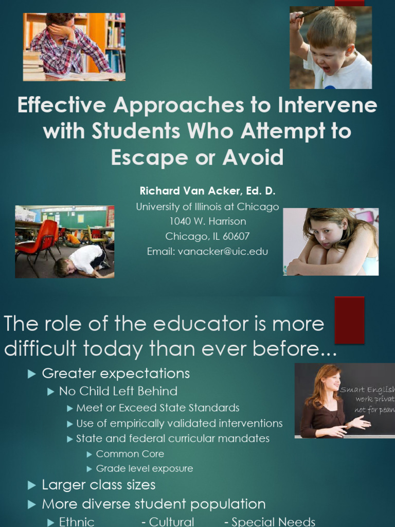 Effective Approaches To Intervene With Students Who Attempt To Escape ...