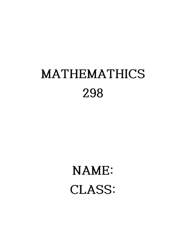 Math 298 | PDF