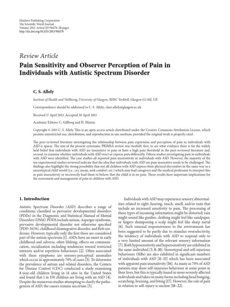 Allely 2013 Pain Sensitivity and Observe Perception of Pain in ...