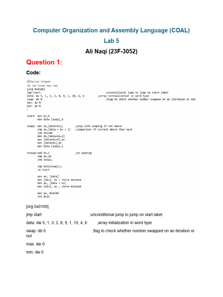 Assembly Language Lab Guide | PDF