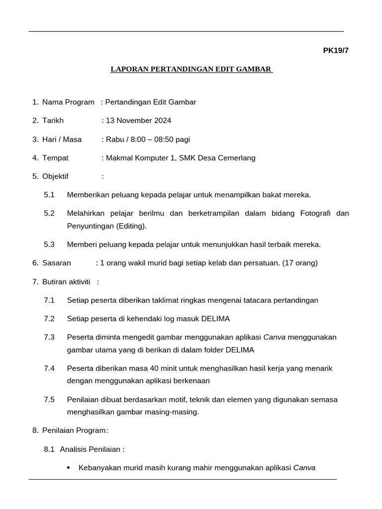 Laporan - Pertandingan Edit Gambar | PDF