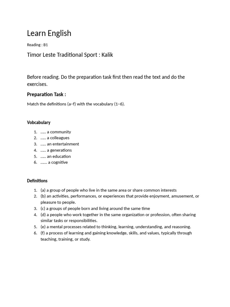 Kalik: Timor-Leste's Traditional Game | PDF | East Timor | Learning