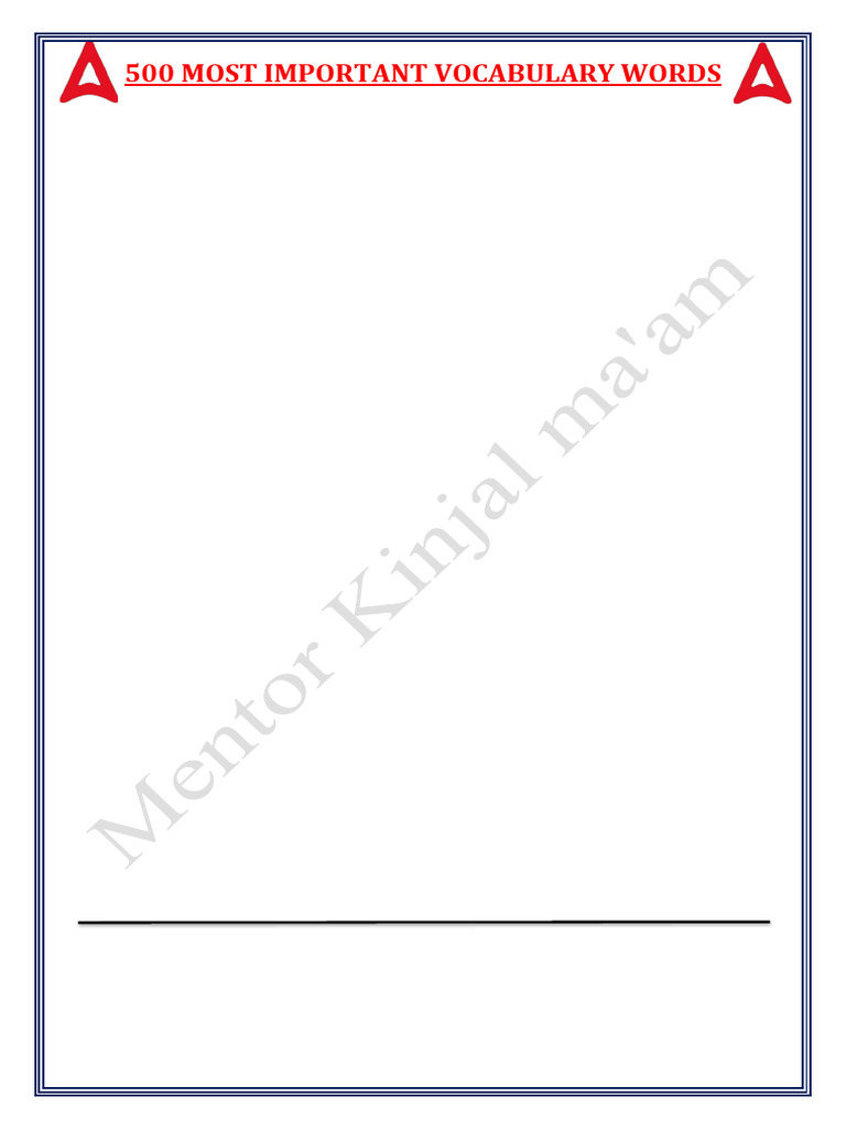 500 Most Important Vocabulary Words | PDF