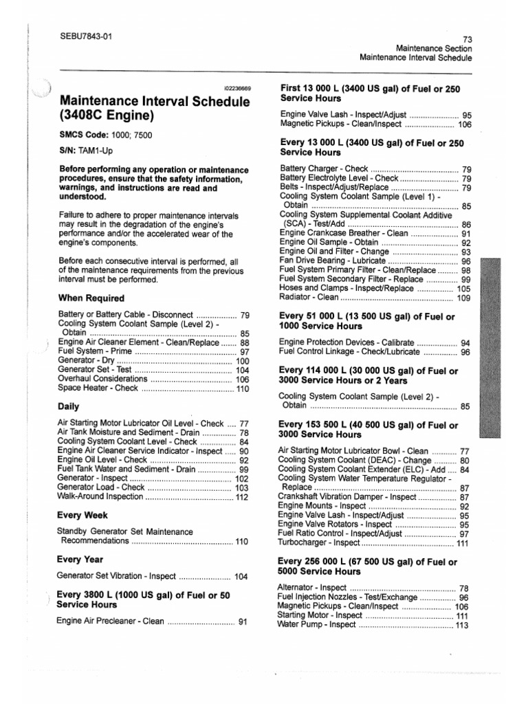 CAT 3408&3412 Maintenance Schedule | PDF