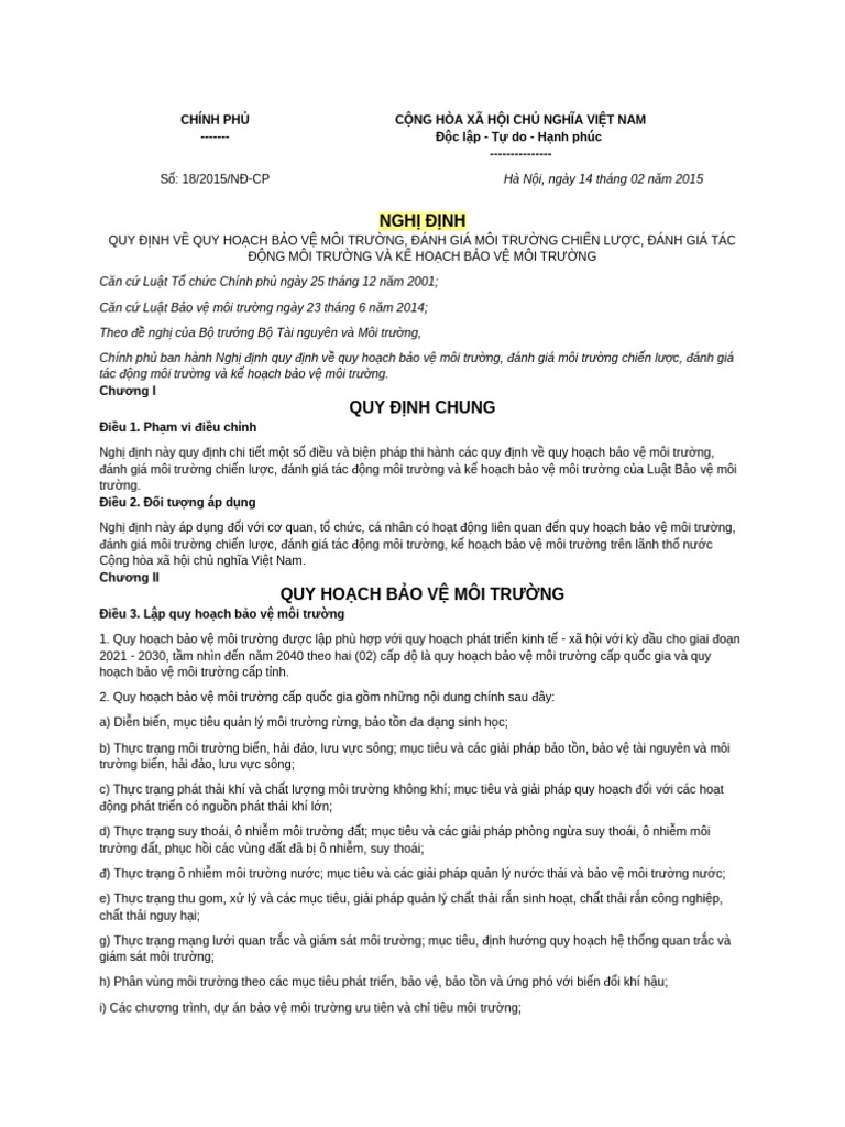 NĐ 18-2015 - Quy Dinh Ve DTM | PDF