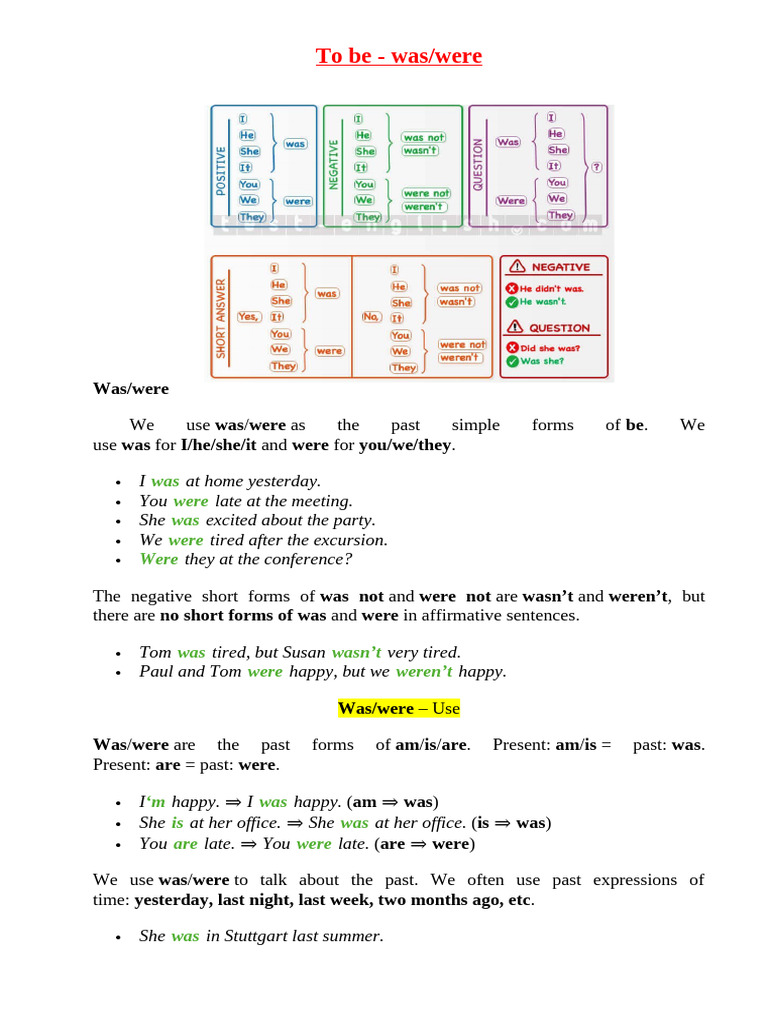 Past Simple Was Were | PDF
