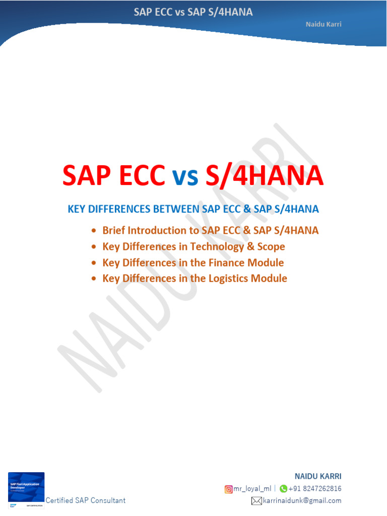 Difference Between SAP ECC S 4HANA 1736522743 | PDF | Databases | Warehouse