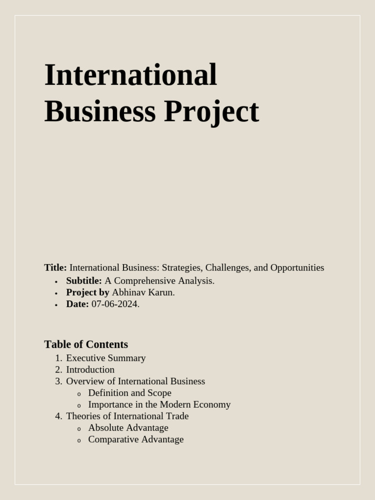 International Business Project | PDF | International Business ...