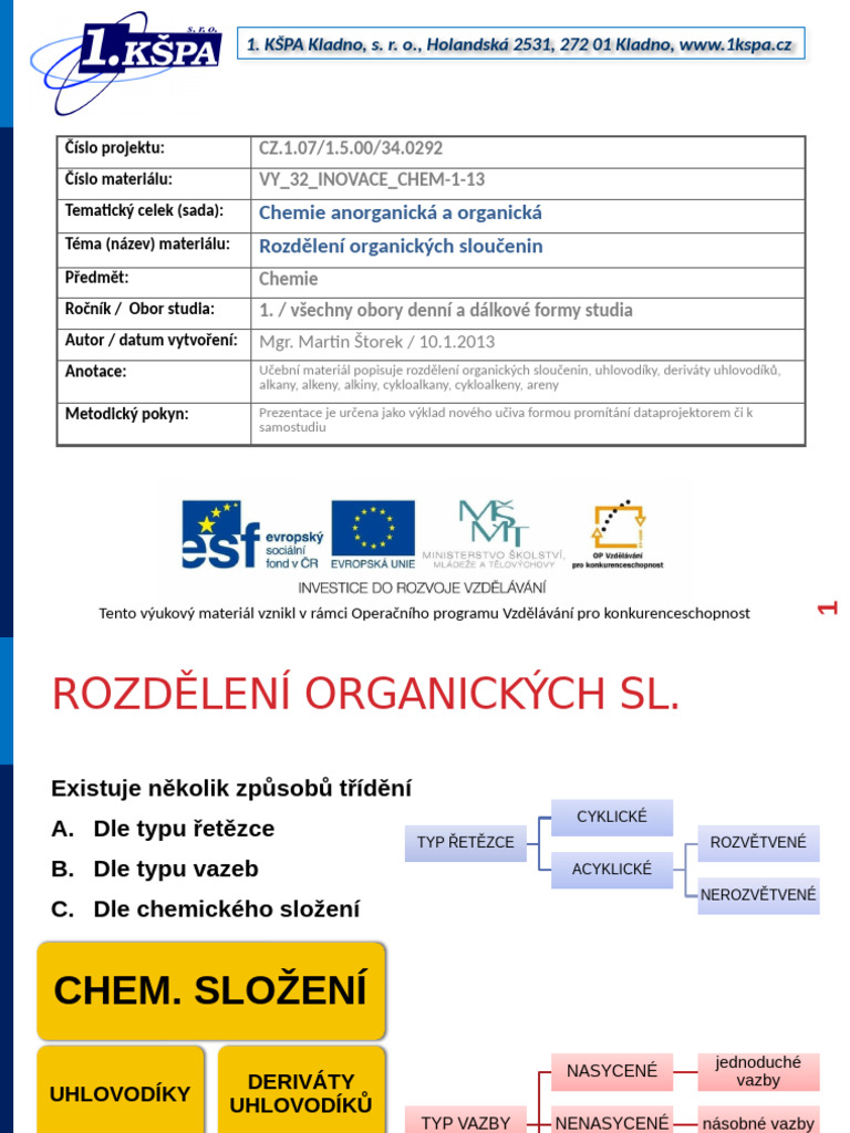 13 CHEM Rozdeleni Organickych Sloucenin | PDF