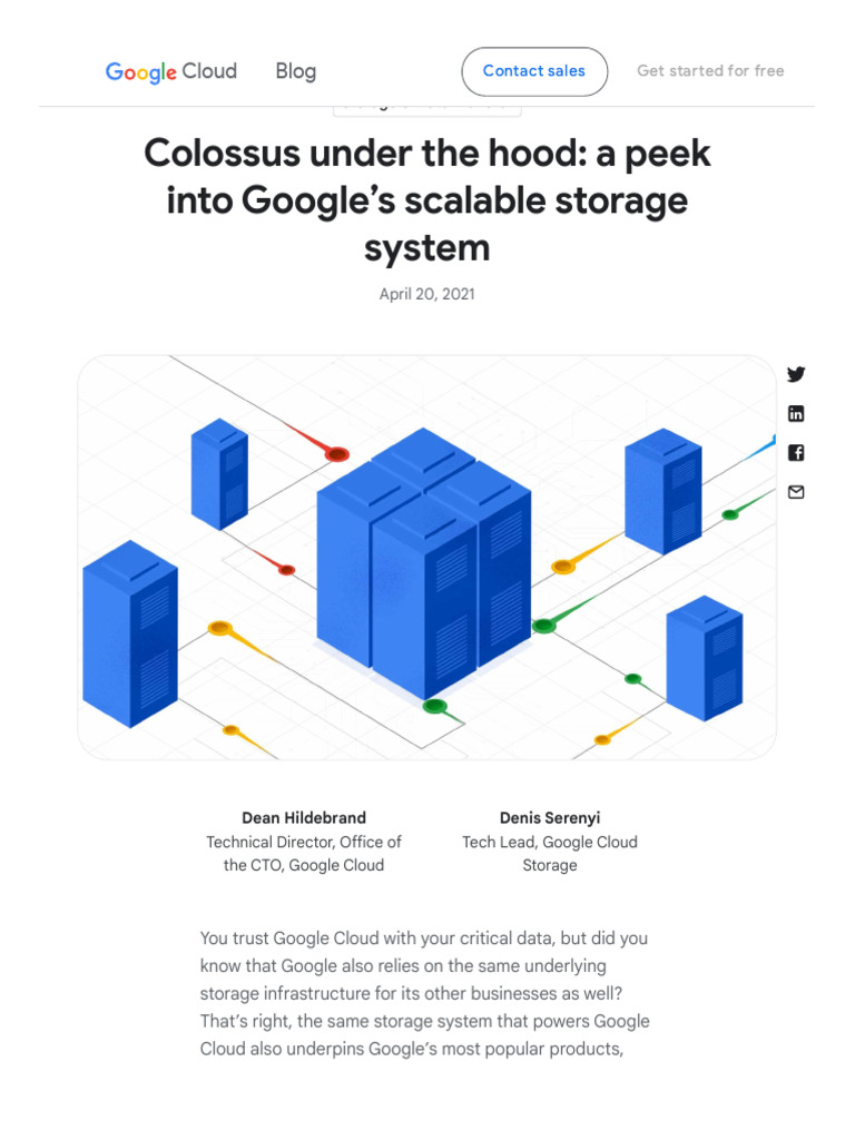 Colossus, Google's File System | PDF | Scalability | Cloud Computing