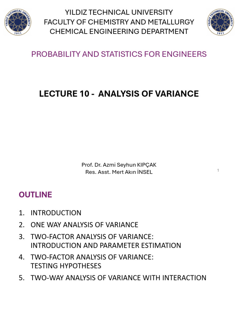 Lecture 10 - Analysis of Variance | PDF | Analysis Of Variance | Variance
