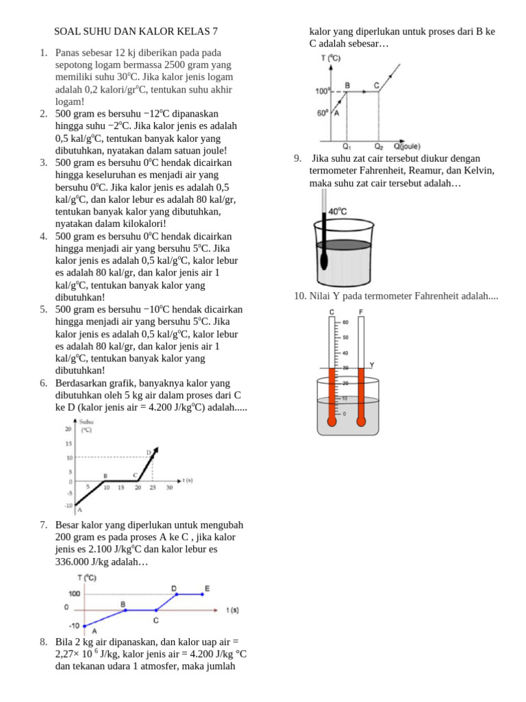 SOAL SUHU DAN KALOR KELAS 7 | PDF