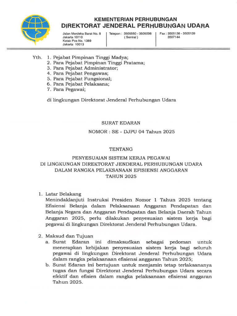 Surat Edaran WFO-WFA | PDF