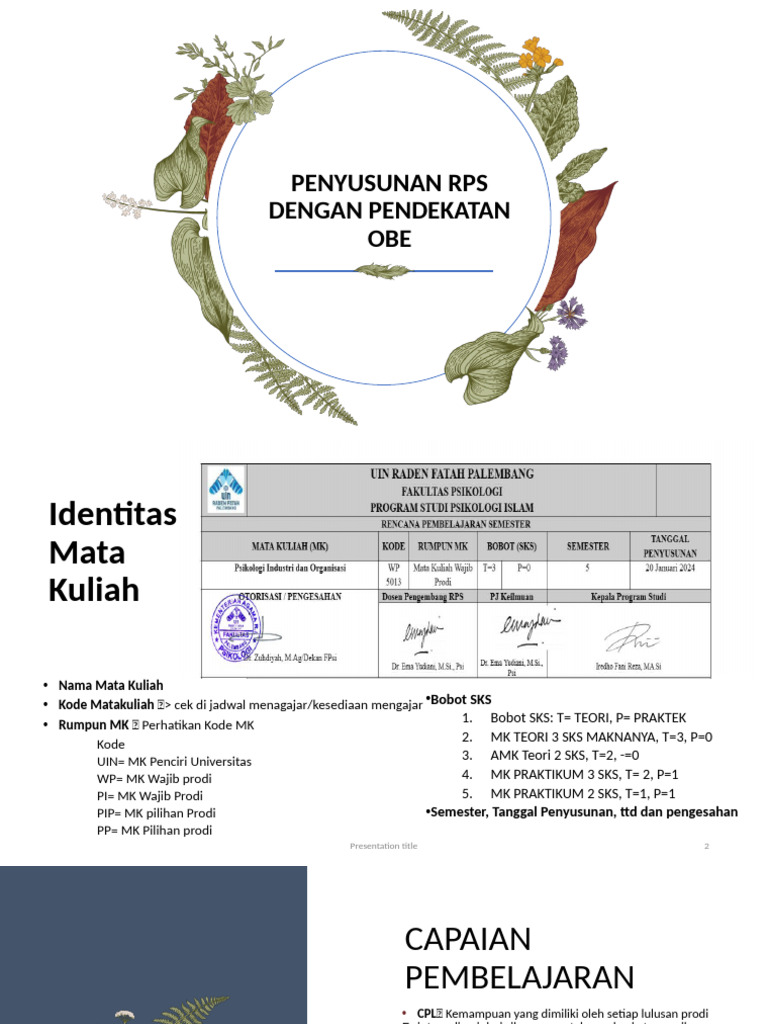 Fix Penyusunan RPS Dengan Pendekatan Obe | PDF