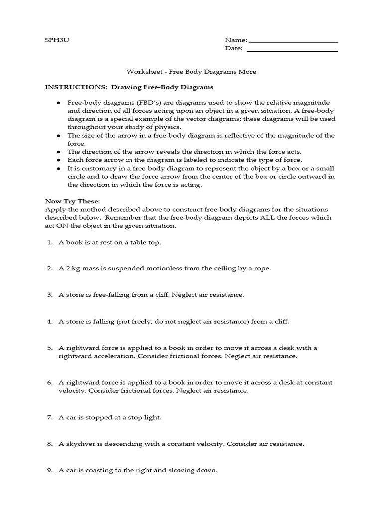 Worksheet Free Body Diagrams - More | PDF | Force | Newton's Laws Of Motion