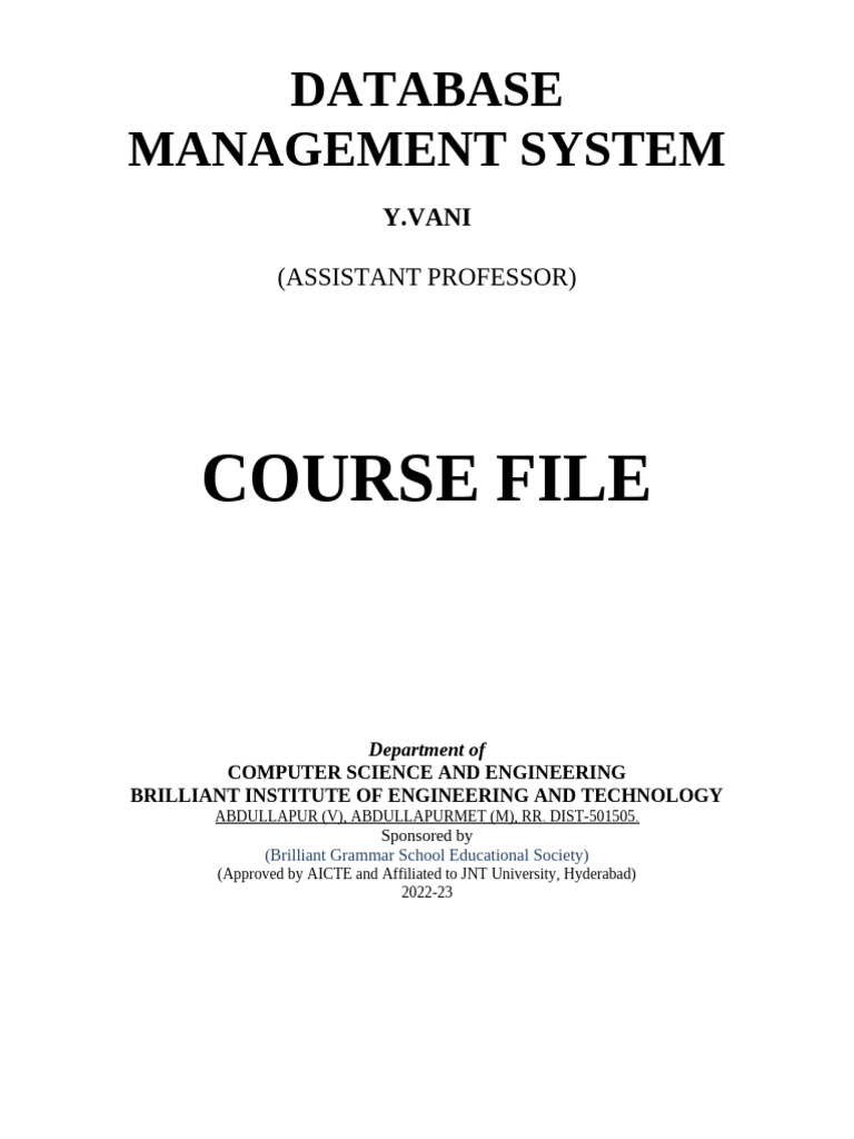 Ii-Ii-Dbms-Courses File | PDF | Databases | Relational Database