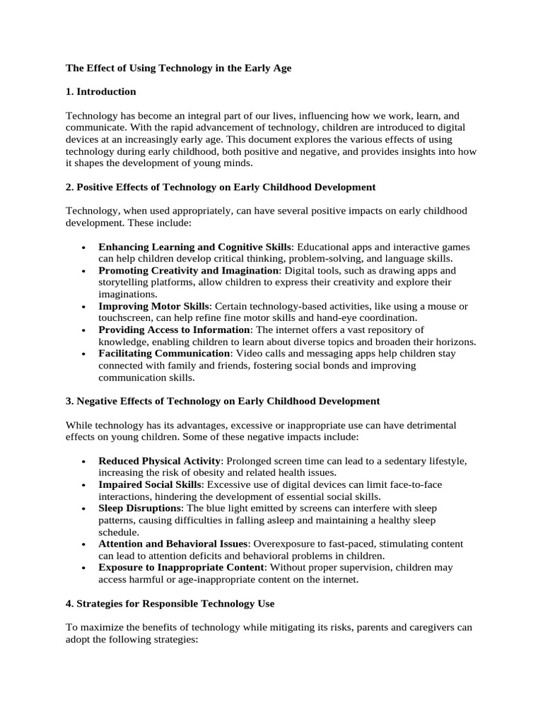 The Effect of Using Technology in The Early Age | PDF | Child ...