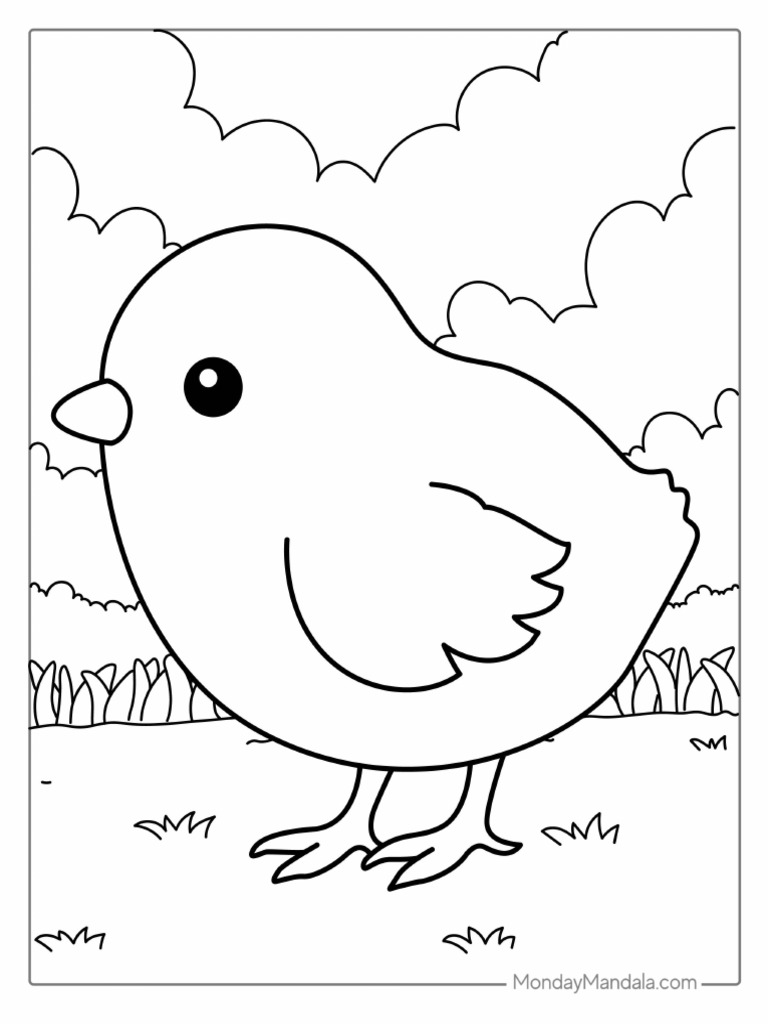 Cute Baby Chick Coloring Page For Kids | PDF