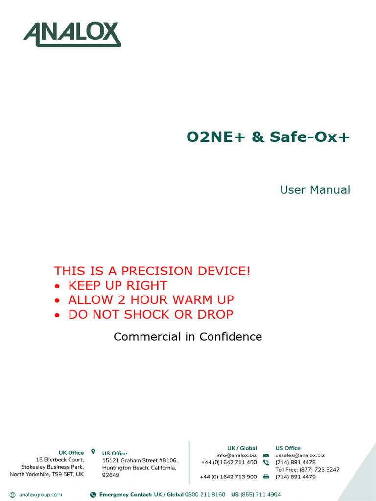 P0120-820 O2NE+ & Safe-Ox+ User Manual | PDF | Mains Electricity ...