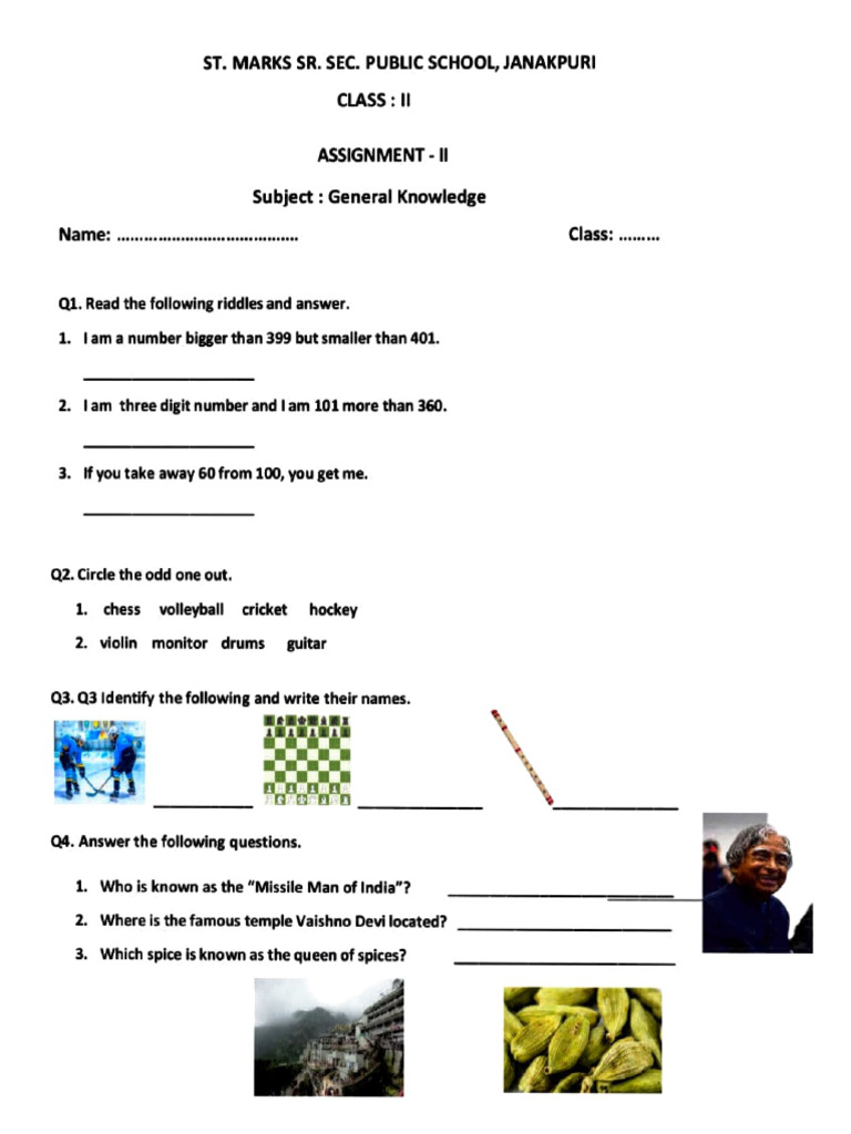 Class 2 - Week 2 - Practice Worksheets-4 | PDF