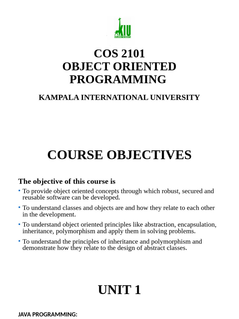 Cos 2101 Lecture 4 Classes and Objects | PDF | Constructor (Object ...