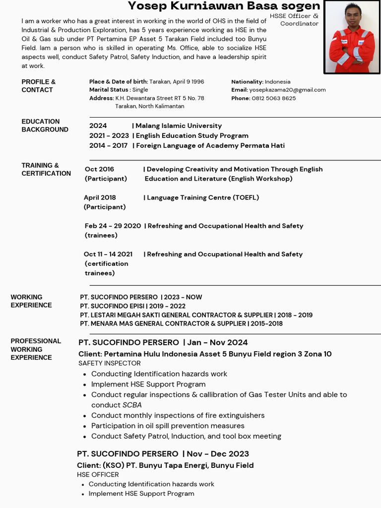 Curriculum Vitae Yosep KBS | PDF