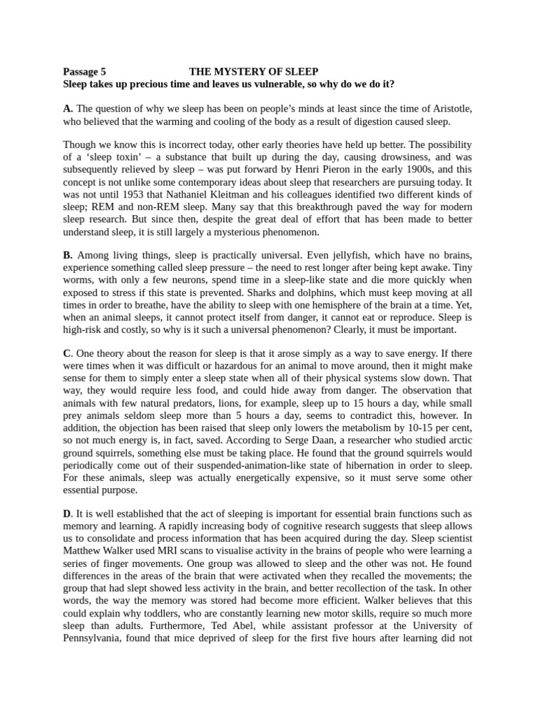 Passage 5 | PDF | Sleep | Memory