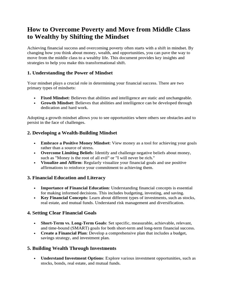 How To Overcome Poverty and Move From Middle Class To Wealthy by Shifting The Mindset | PDF ...