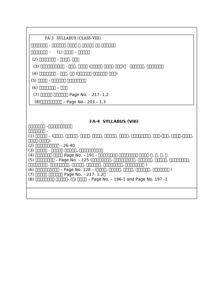 Syllabusfa3 and Fa4 Classviii 202425 | PDF