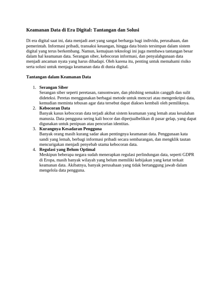 Keamanan Data di Era Digital | PDF