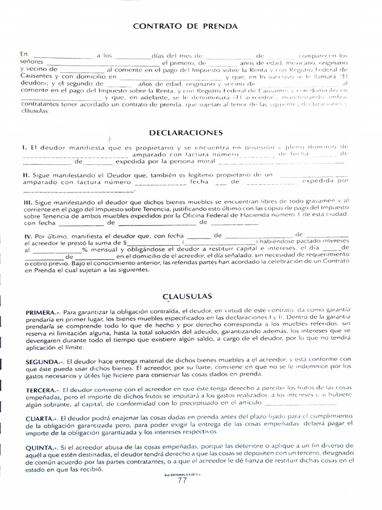 Contrato de Prenda y Garantías | PDF | Pagos