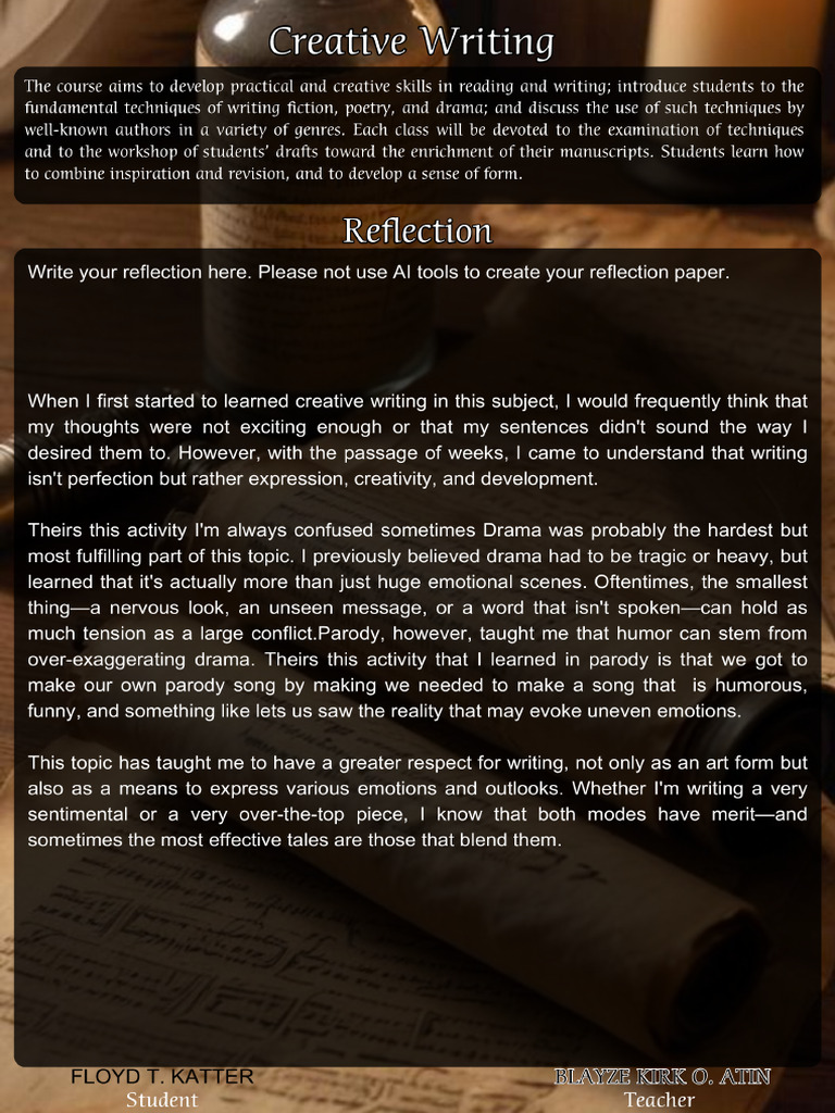 Reflection of Creative Writing - 20250216 - 124633 - 0000 | PDF