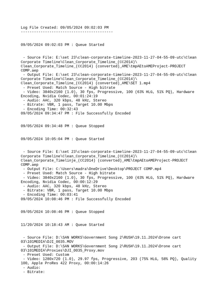 A Me Encoding Log | PDF | Video | Digital Technology