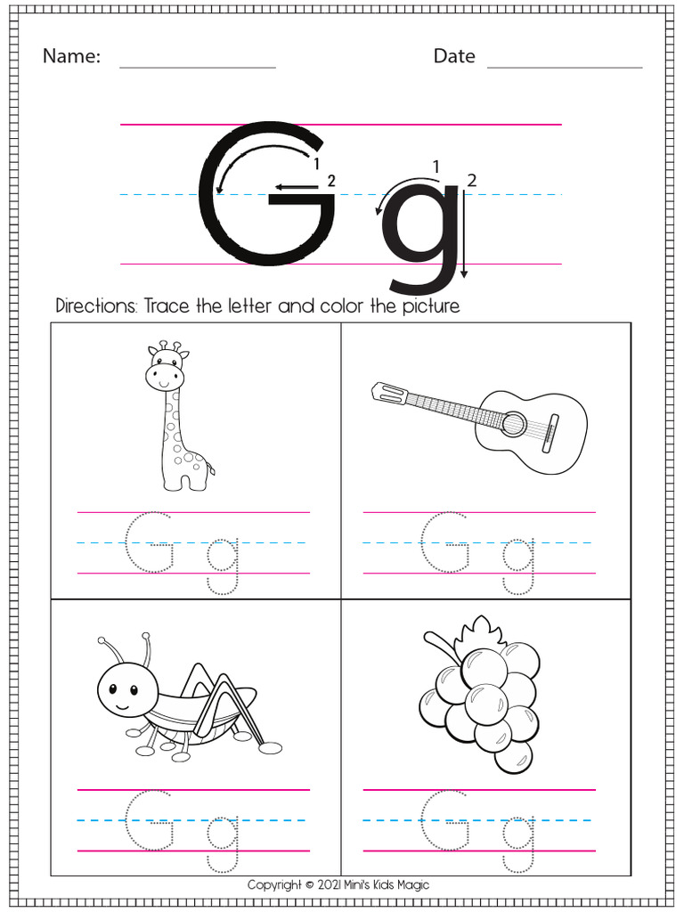 G To L Tracing and Coloring Pages | PDF