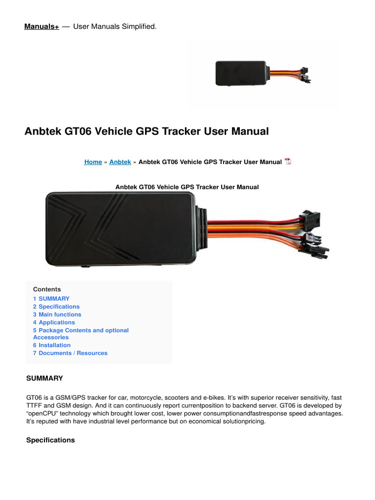 Gt06 Vehicle Gps Tracker Manual | PDF | Global Positioning System ...