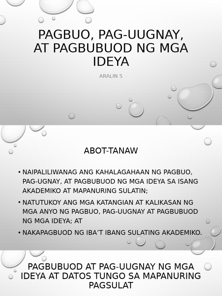 Pagbuo Pag Uugnay at Pagbubuod | PDF