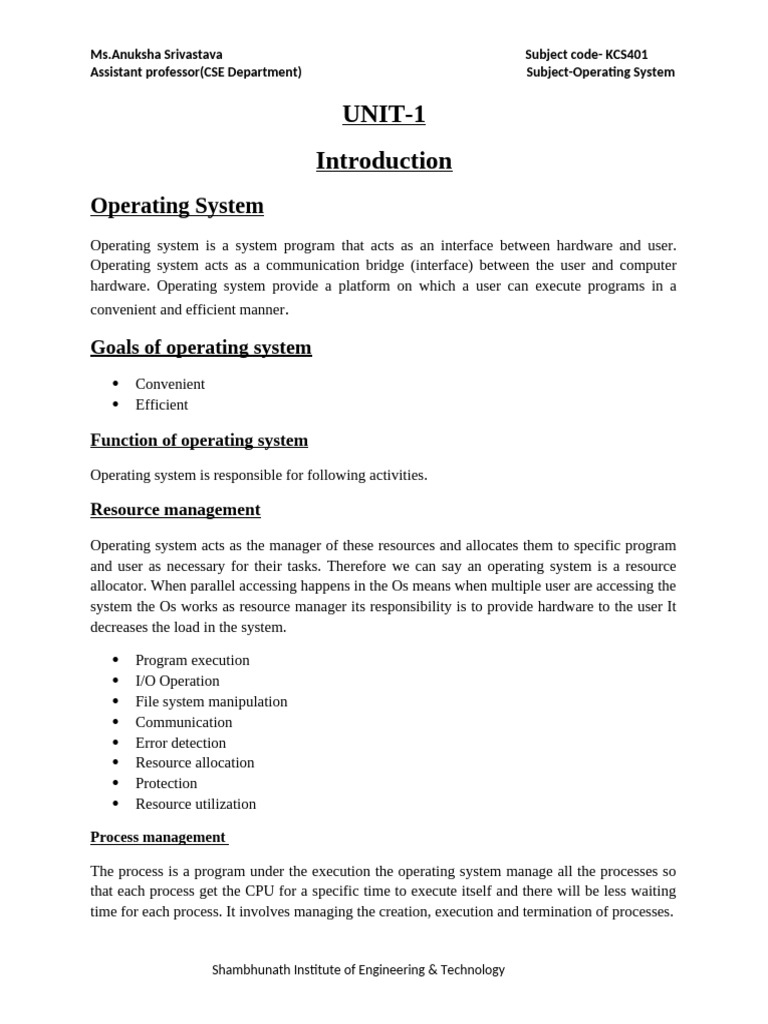 UNIt-1 OS | PDF | Thread (Computing) | Process (Computing)