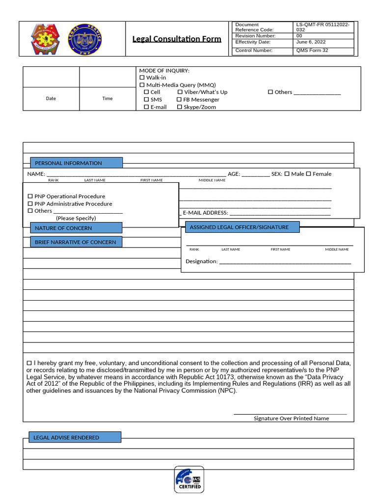 32 - Legal Consultation Form | PDF | Privacy | Computing