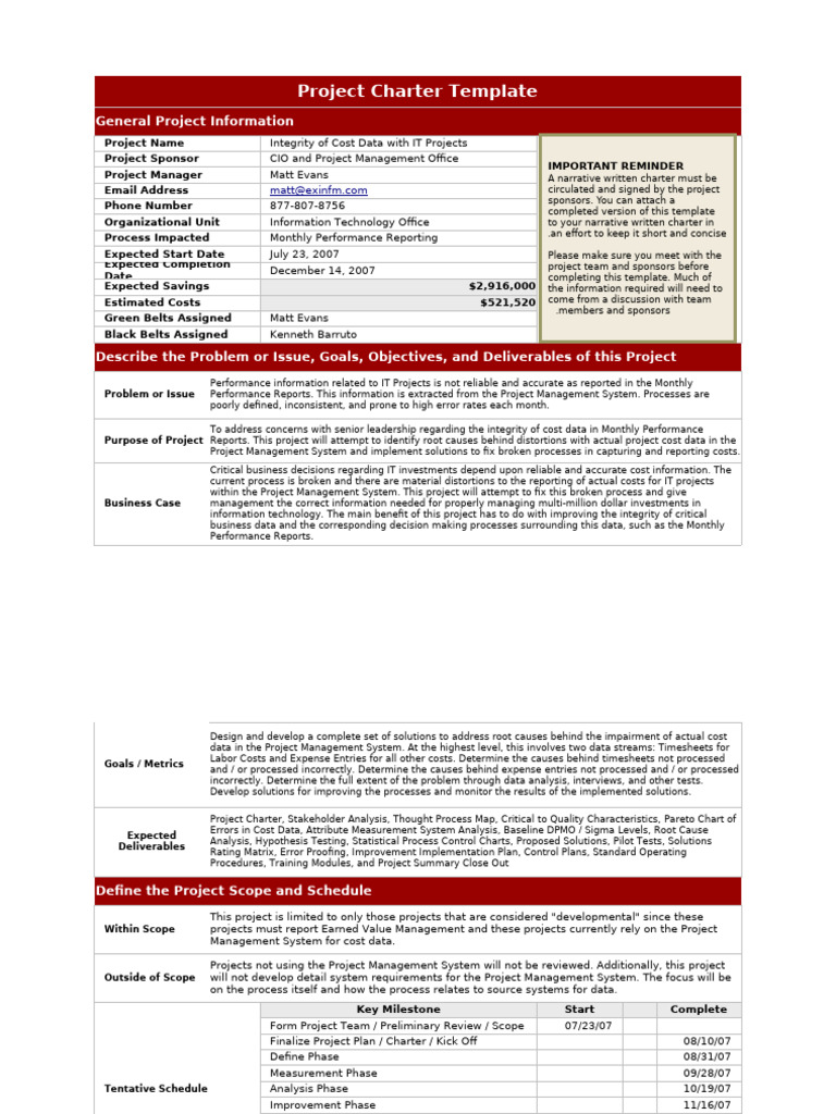 Project Charter Template 06 | PDF | Project Management | Business