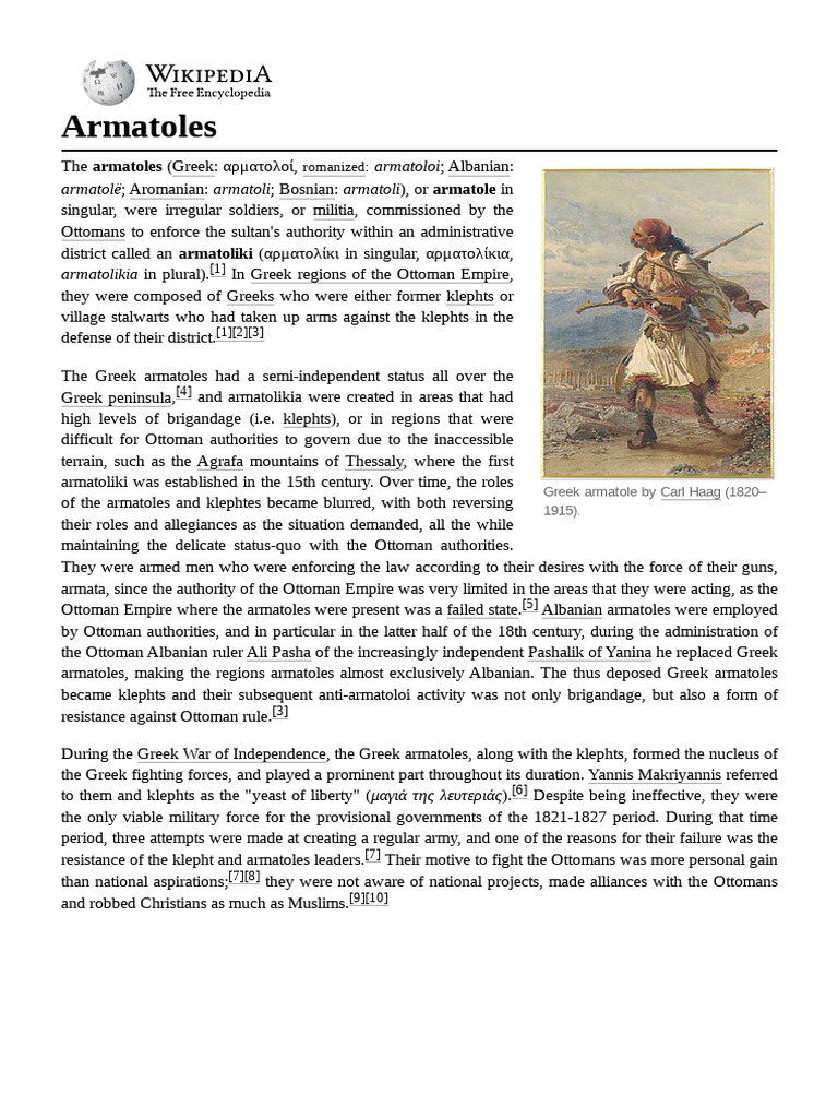 Armatoles | PDF | Ottoman Empire | Military Of The Ottoman Empire