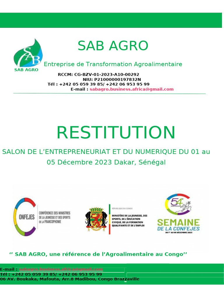 Participation de SAB AGRO à Dakar 2023 | PDF
